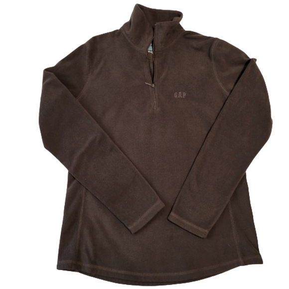 GAP | Tops | Gap Womens Brown Long Sleeved Three Quarter Zip Up Shirt ...